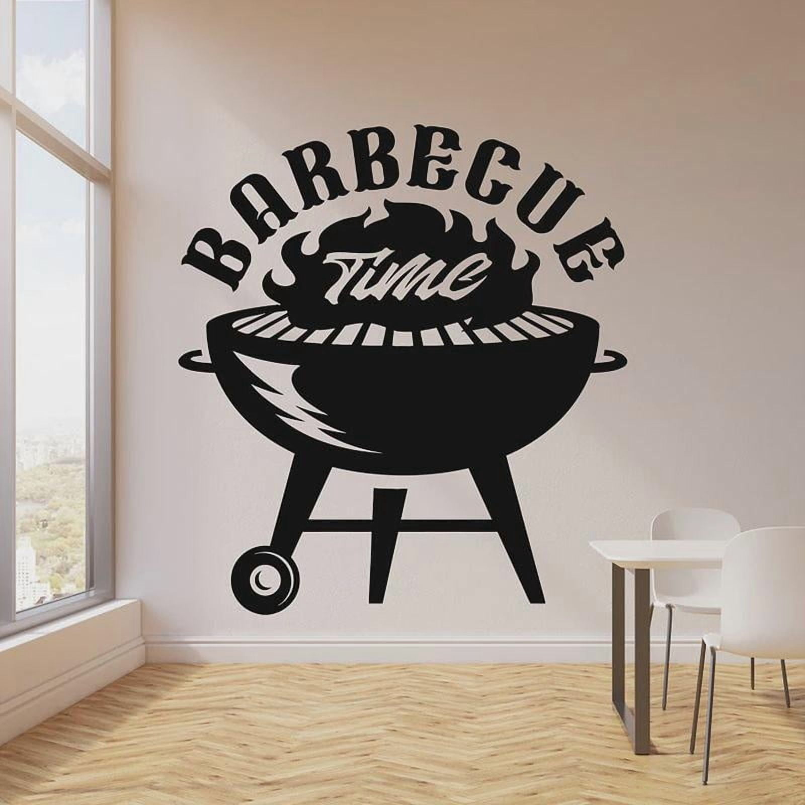 Barbecue Time Wall Decal Cooking BBQ Food Grill Logo Door Window Vinyl ...