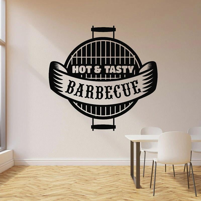 Barbecue Wall Decal Hot Tasty Meat Grill Bar Restaurant Interior Decor ...