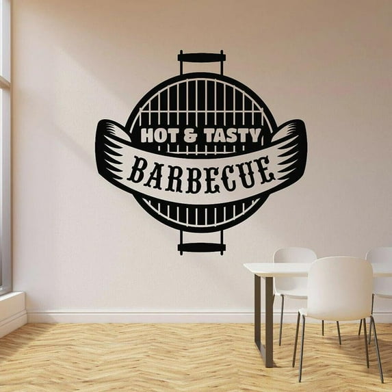 Barbecue Wall Decal Hot Tasty Meat Grill Bar Restaurant Interior Decor ...