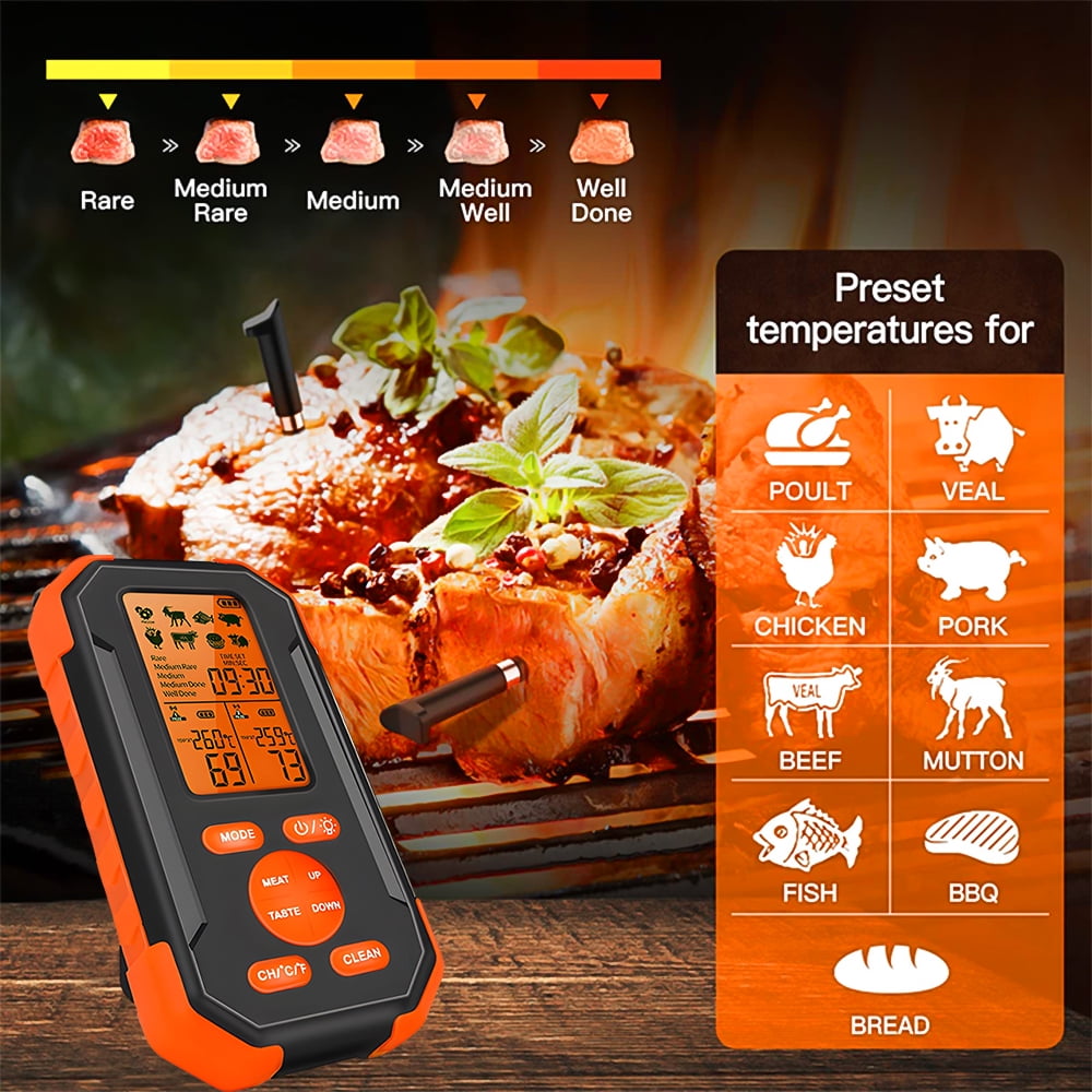 Barbecue thermometer,Alert With 2 Probes 2 Probes 2.7-inch Thermometer ...