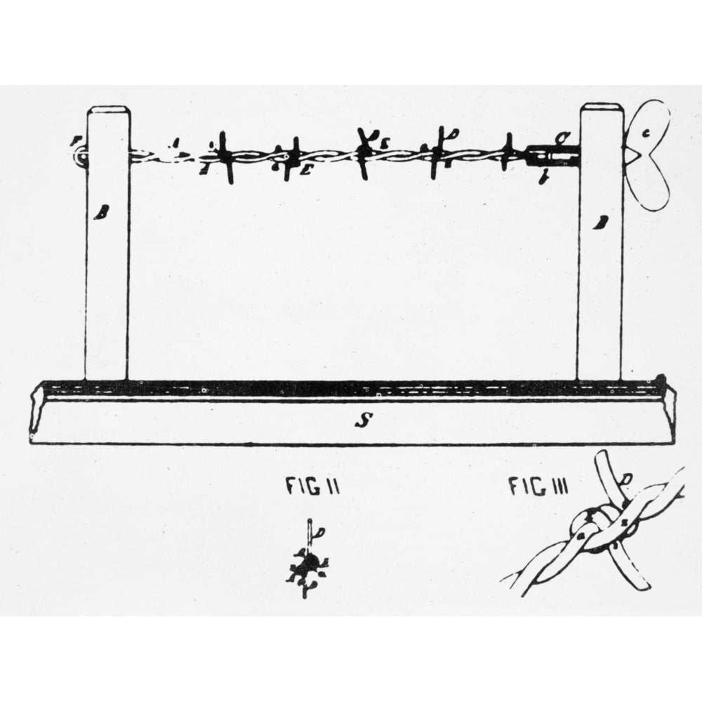 Barbed Wire 1874. Njoseph Farwell Glidden'S Patent 1874 For His ...