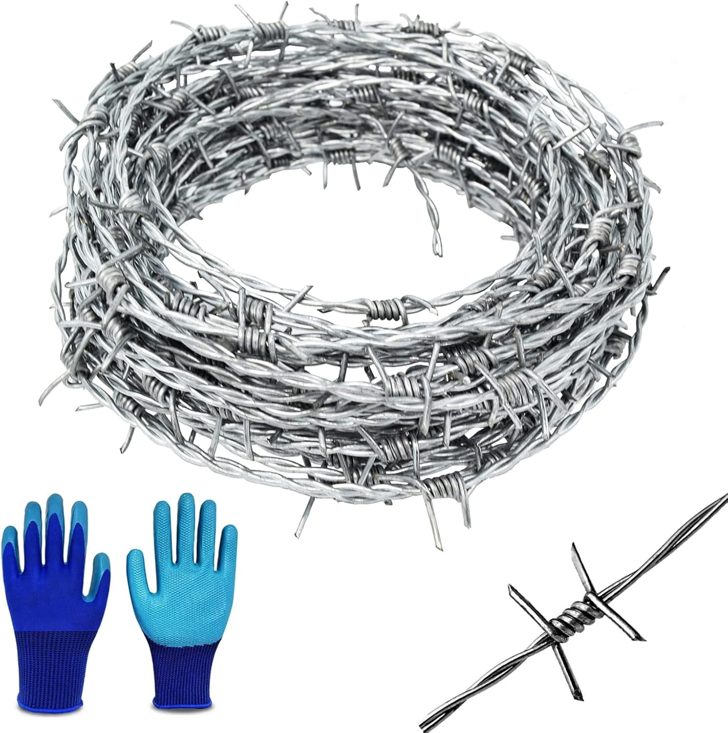 Barbed Wire 25 Ft, 4 Point Barbed Wire Fence, Hot-Dip Galvanized Barb ...