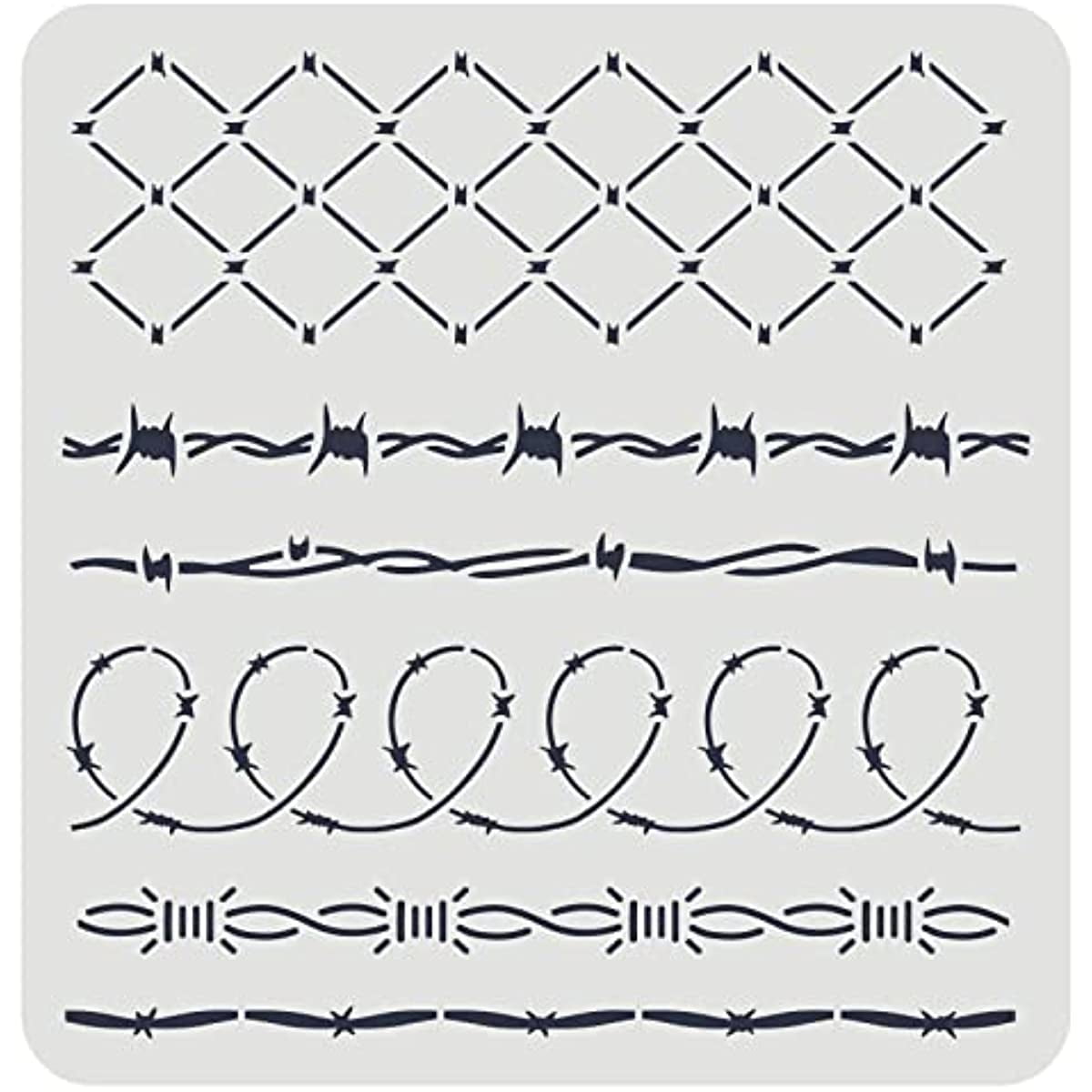 Barbed Wire DIY Stencils Wall Painting Stencil 11.8x11.8inch 6 Style ...