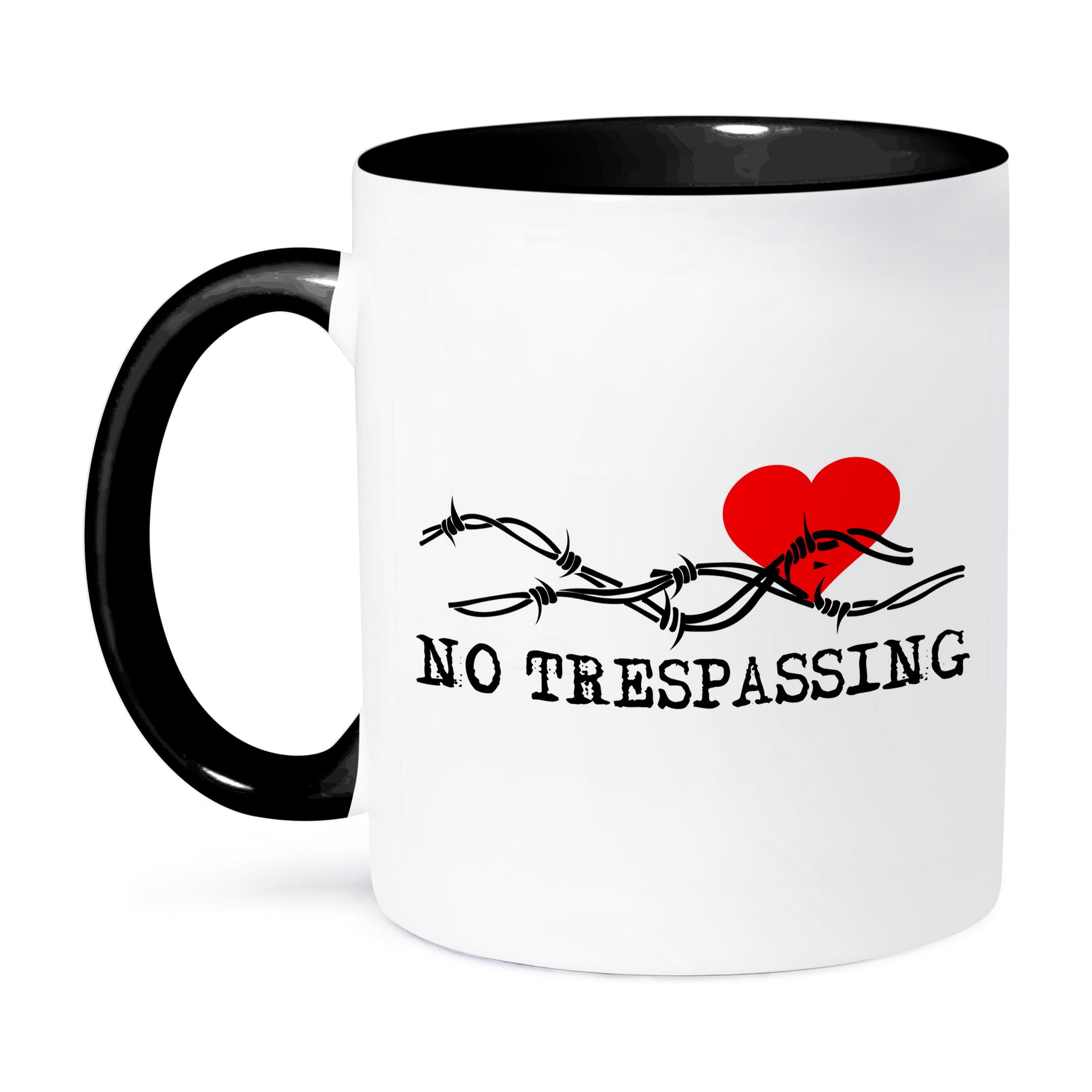 3dRose, Barbed wire, red heart, no trespassing black text on white ...