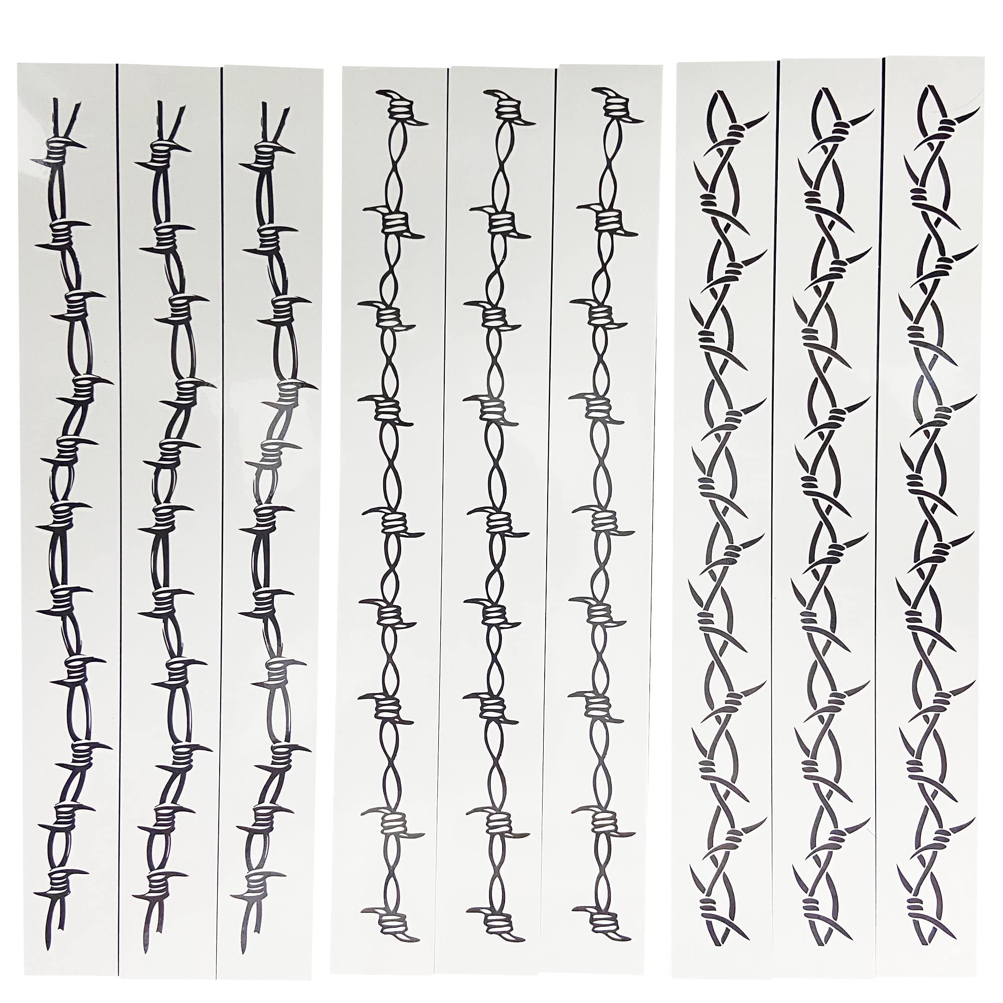 Barbed Wire Temporary Tattoos, 9-Pack Large Barbed Wire Armbands Tattoo ...