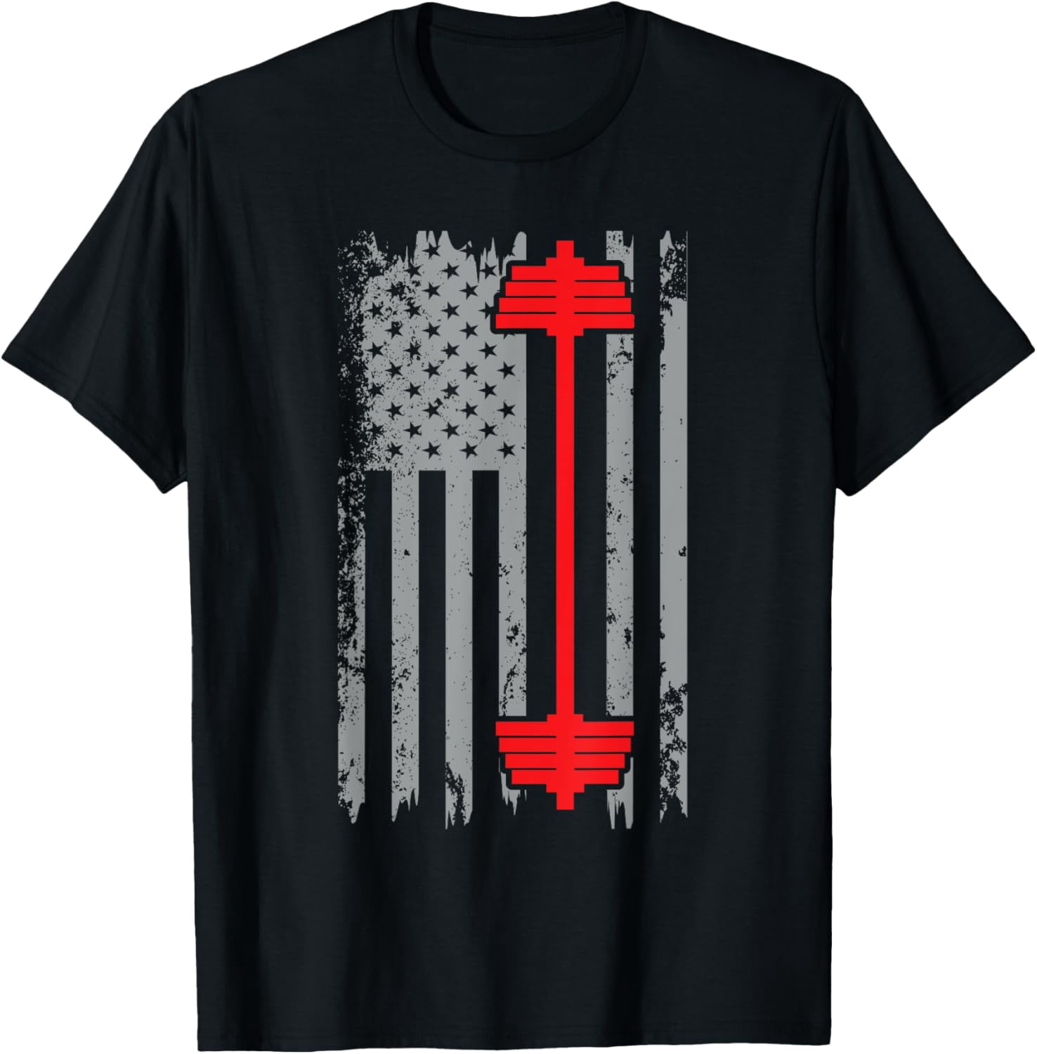 Barbell American Flag Patriotic Weightlifting T-Shirt - Walmart.com
