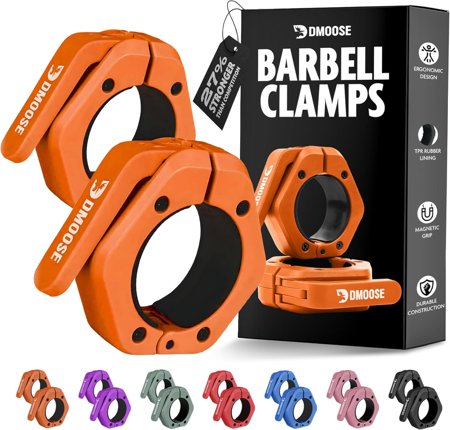 Barbell Clips (Pair) - Quick Release Olympic Barbell Clamps with Anti ...