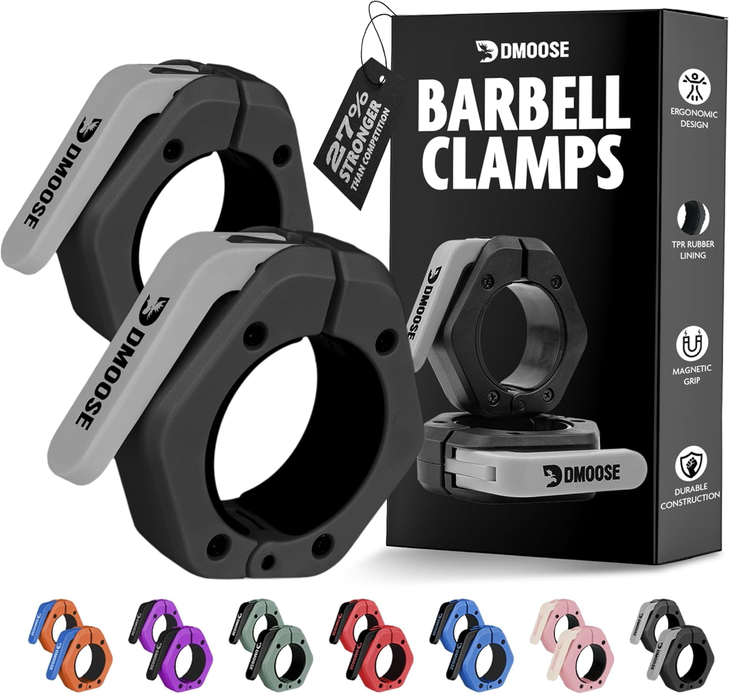 Barbell Clips (Pair) - Quick Release Olympic Barbell Clamps with Anti ...