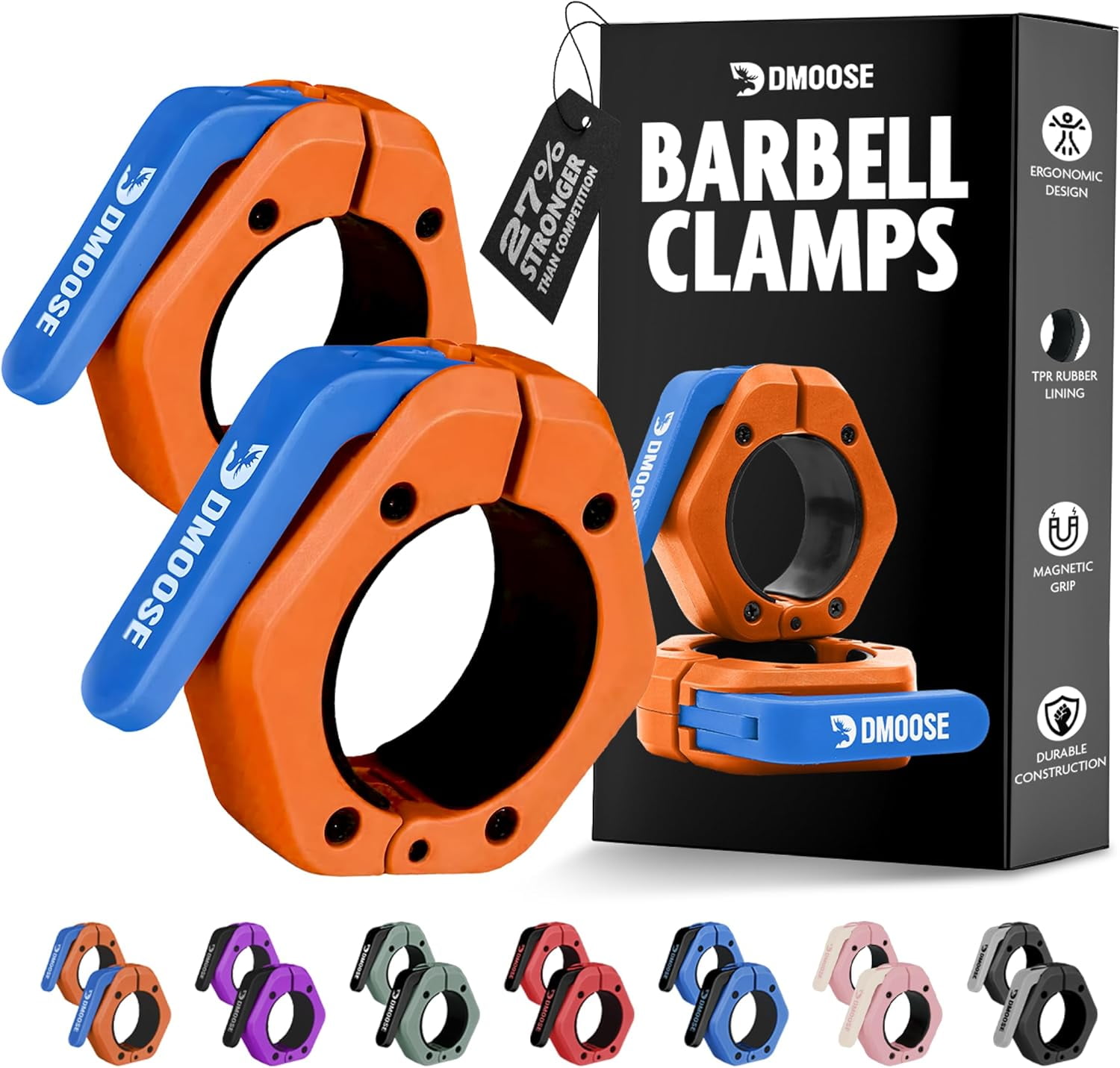 Barbell Clips (Pair) - Quick Release Olympic Barbell Clamps with Anti ...