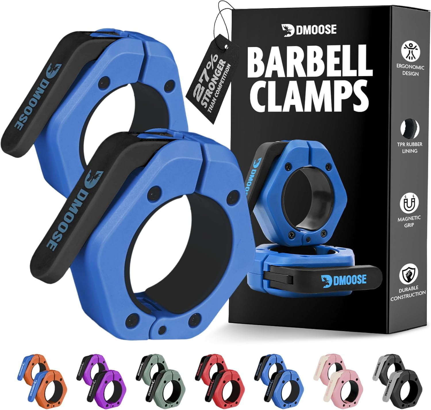 Barbell Clips (Pair) - Quick Release Olympic Barbell Clamps with Anti ...