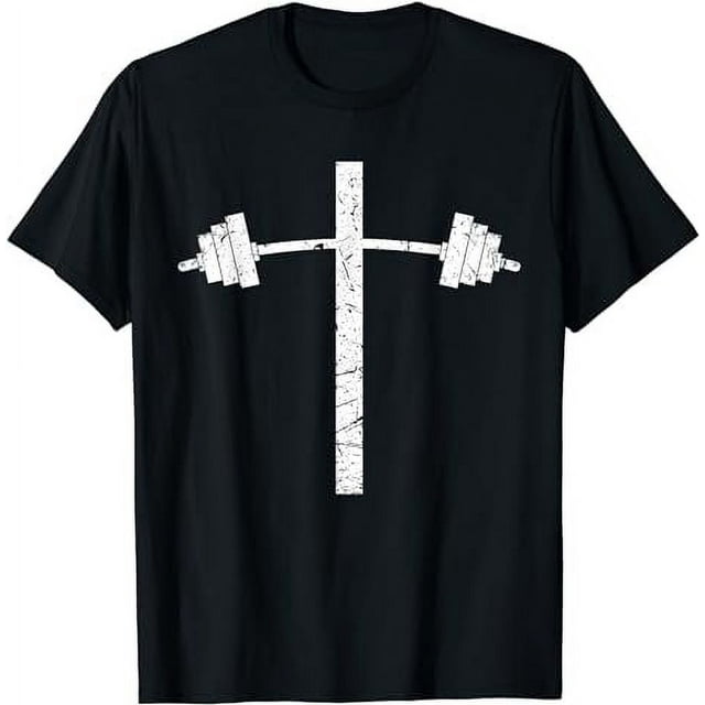 Barbell Dumbbell Cross Christian Jesus Gym Workout Lifting T-Shirt ...