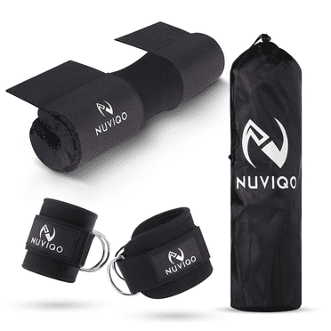 KAMIDA Barbell Squat Pad Set with Resistance Bands Ankle Straps Clamps ...