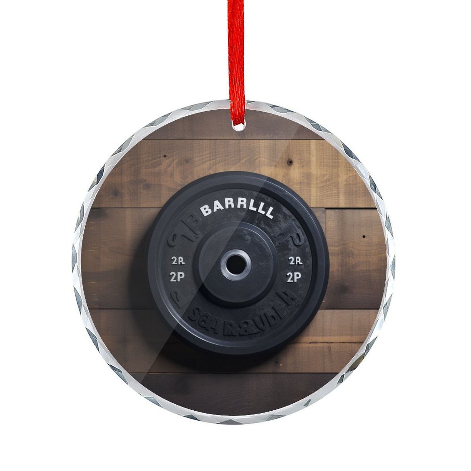 Barbell Plate Pattern Glass Christmas Ornament Gym Powerlifting Fitness ...