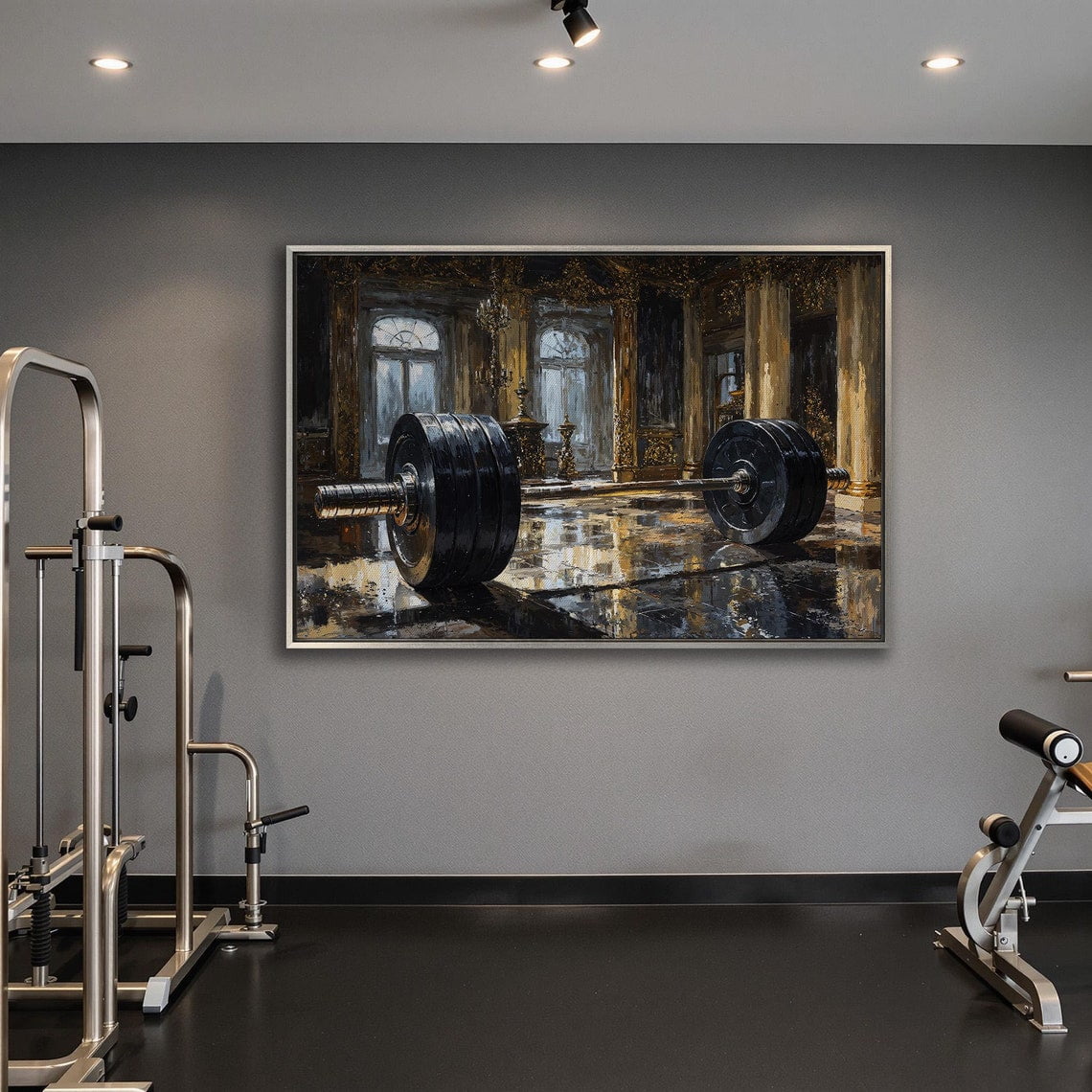Barbell Print Opulent Gym Decor, Weightlifting Art Poster Decor For ...