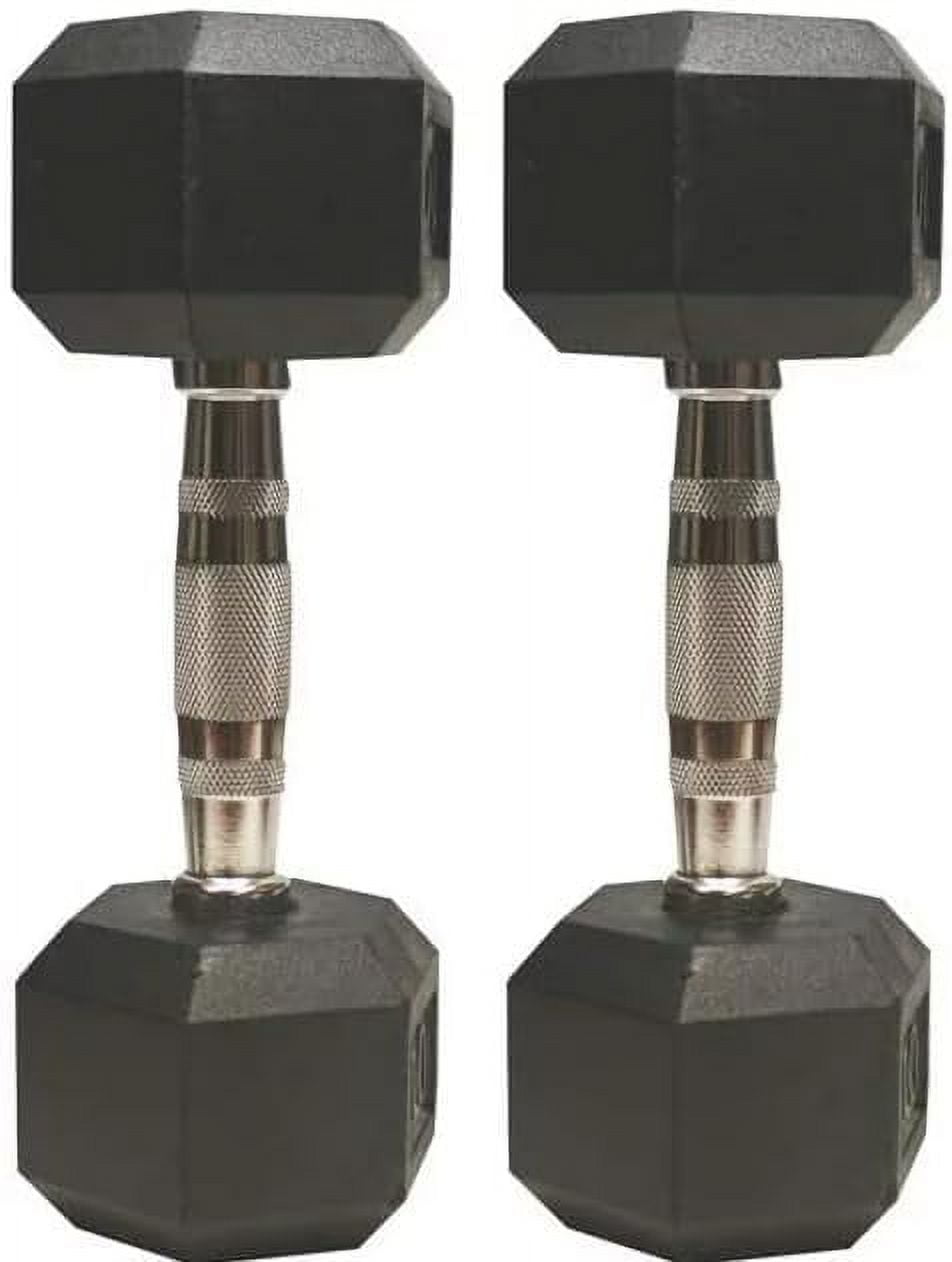 Barbell Rubber encased Hex Dumbbell Weights with Metal Handles for ...