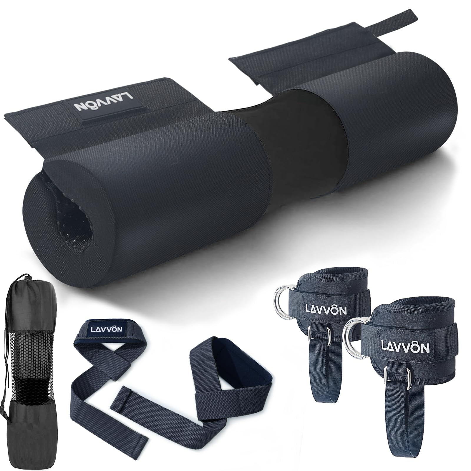 Barbell Squat Pad Set Nylon Padding AntiSlip- Thick Foam Barbell Pad ...