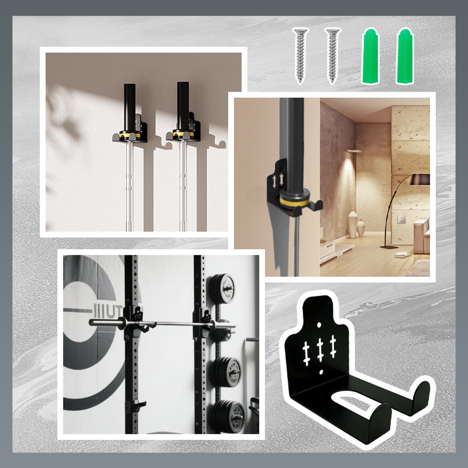 Barbell Wall Mount Rack, Heavy-Duty Metal Barbell Holder With Wall ...