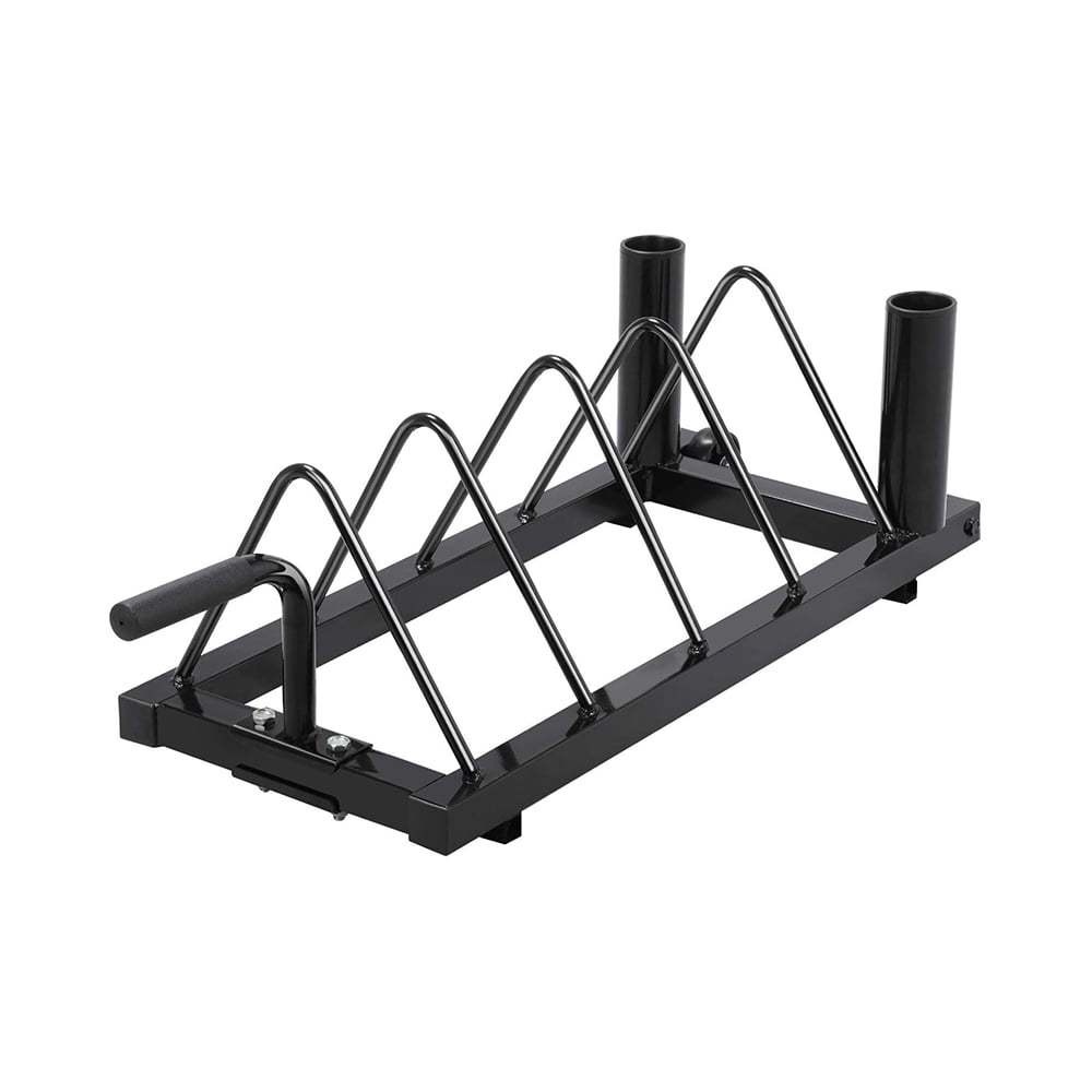 Barbell Weight Plate Bumper Stand with Rolling Wheels and a built-in ...