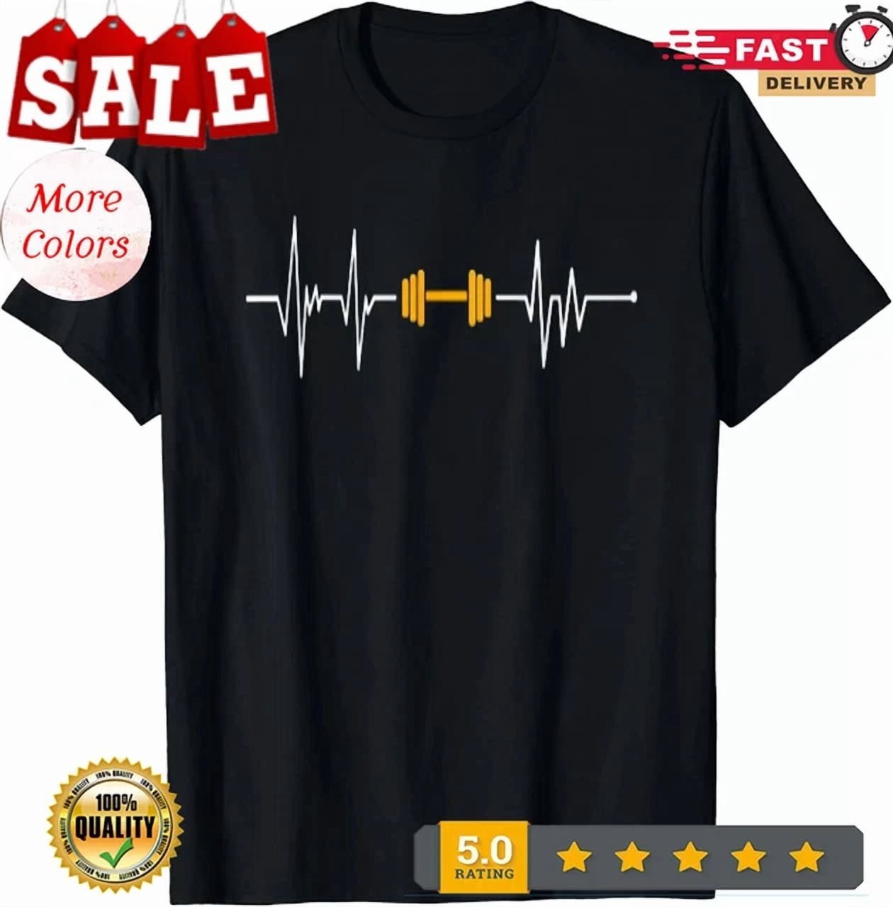 Barbell Weightlifting Heartbeat Shirt Bodybuilding Gift Unisex T-Shirt ...