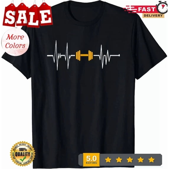 Barbell Weightlifting Heartbeat Shirt Bodybuilding Gift Unisex T-Shirt ...