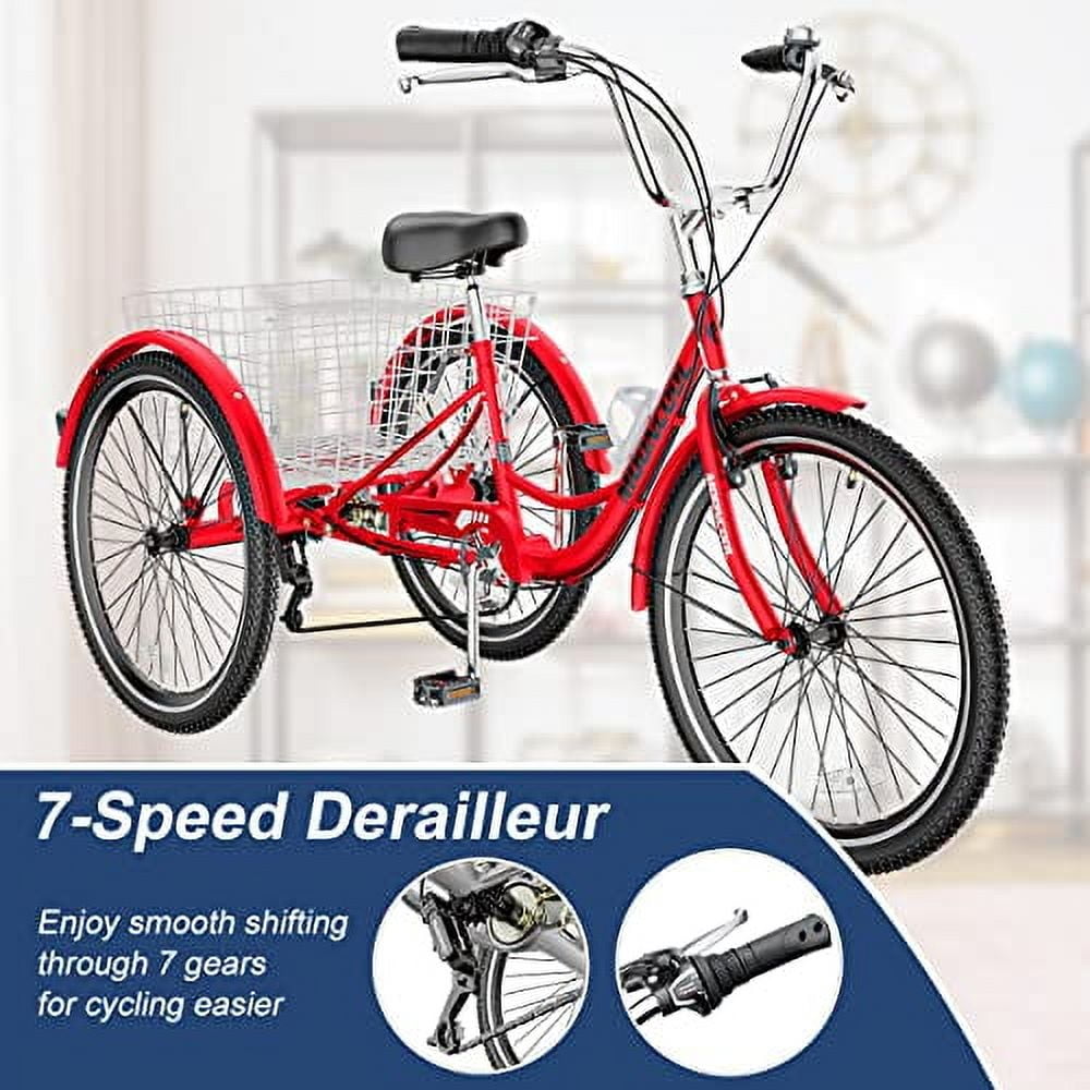 Barbella Adult Tricycles, 7 Speed Adult Trikes 20/24/26 inch 3 Wheel ...