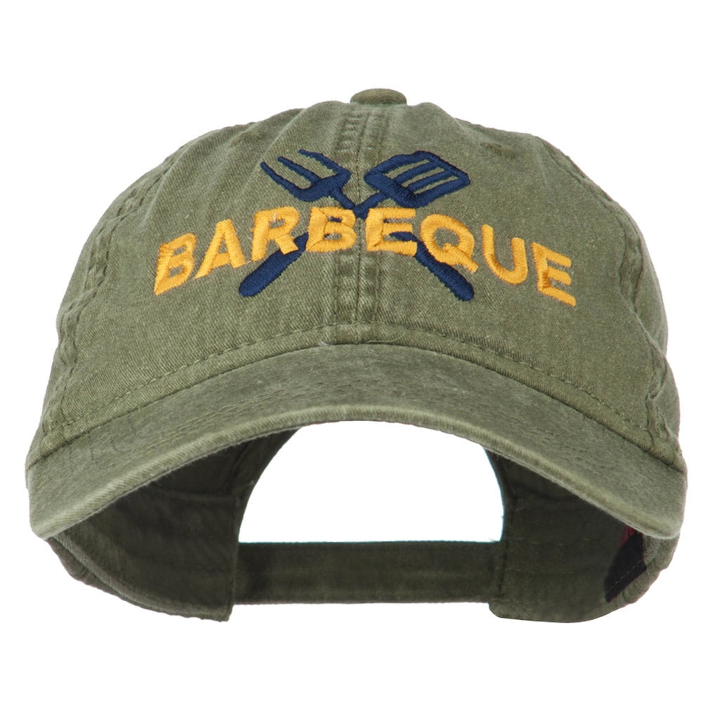 Barbeque Fork Spatula Embroidered Washed Cap - Olive Green OSFM ...