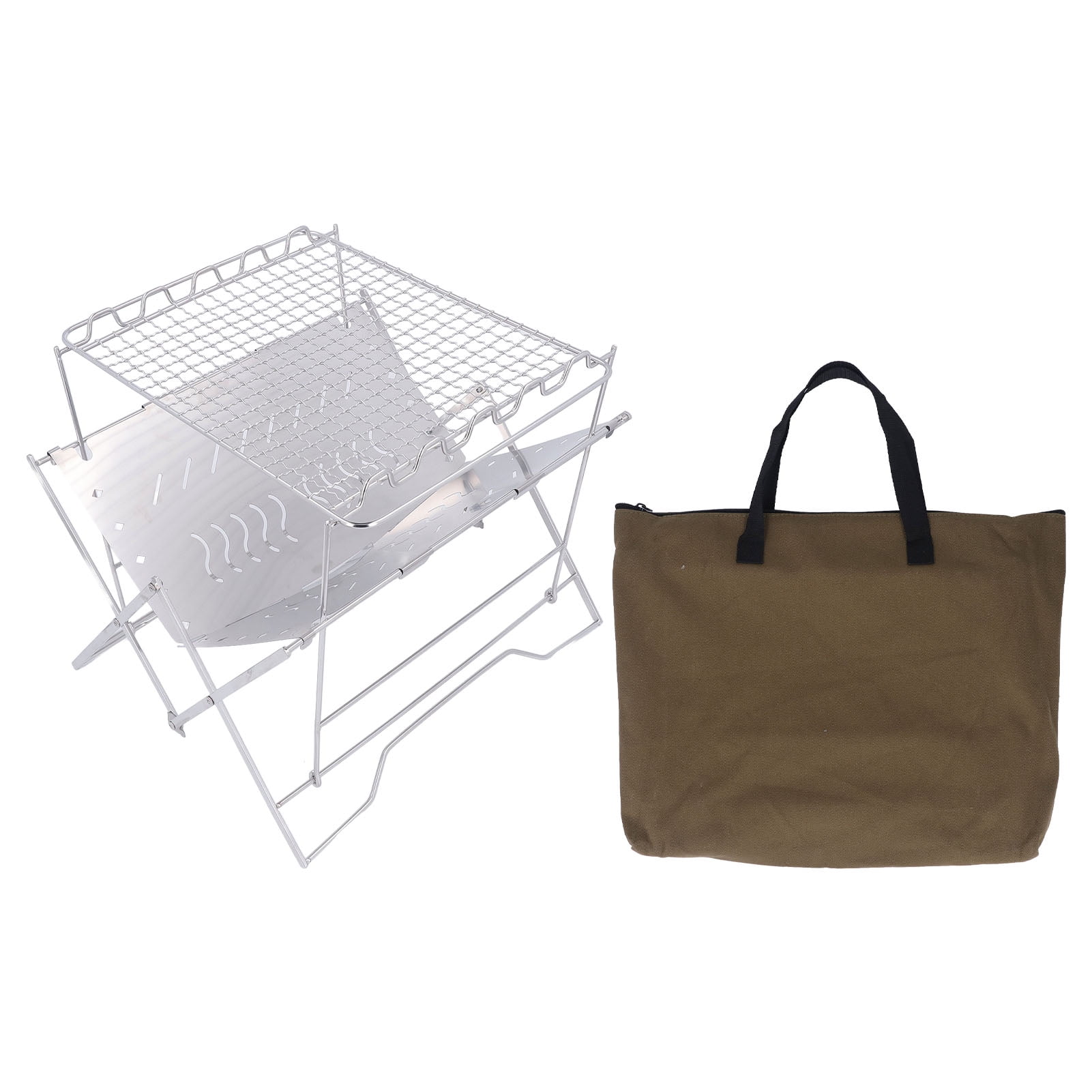 Barbeque Grill Foldable Stable Base Stainless Steel Multi Purpose Wood ...