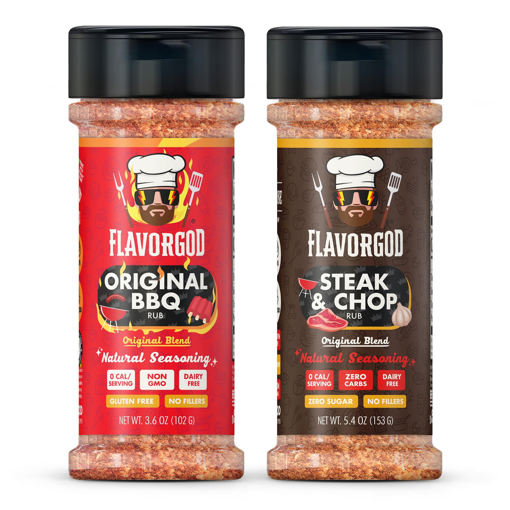 Barbeque Rubs Combo Pack CCF19 of 2, Dry Rub Gift Set - Original BBQ, and Steak & Chop - Premium ...