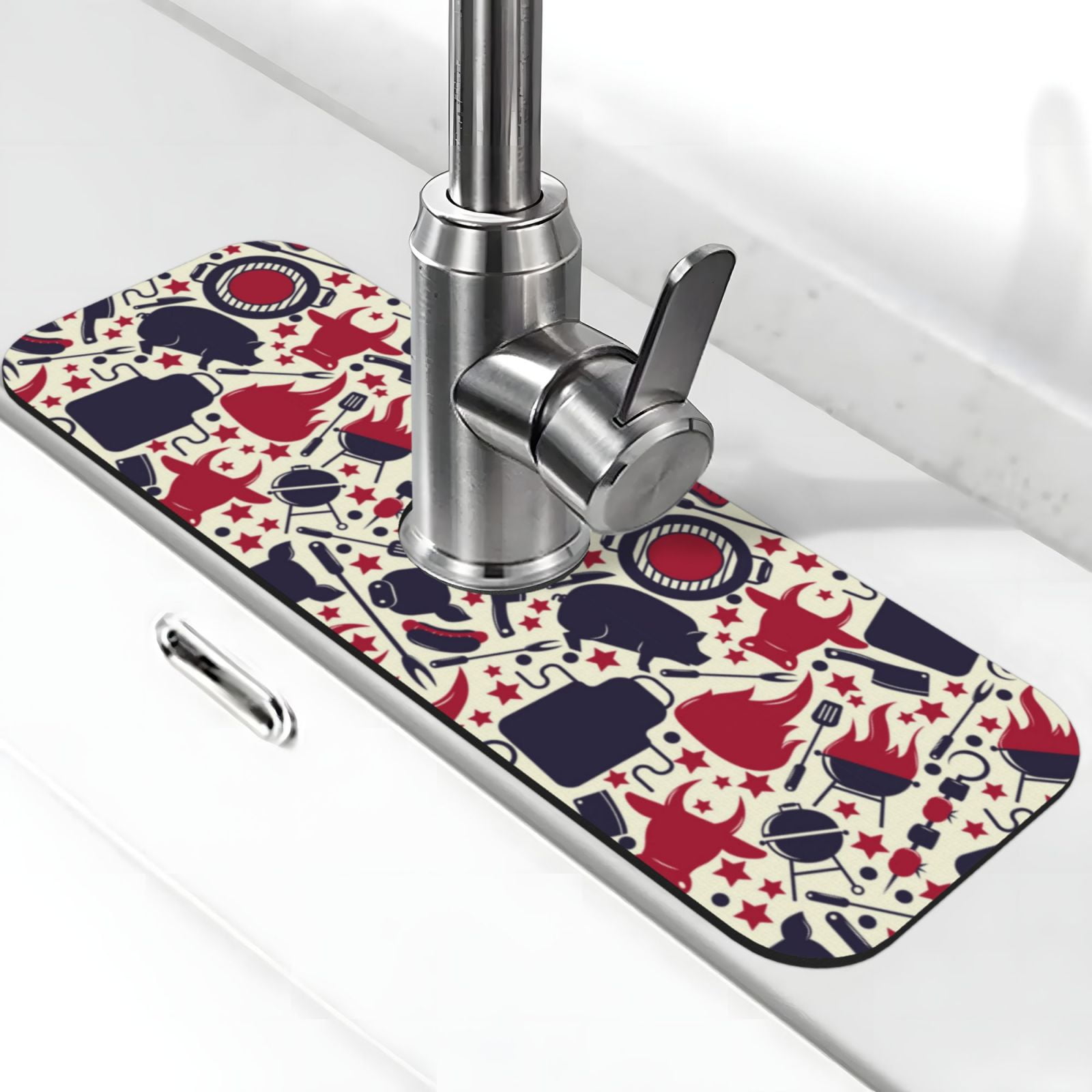 Barbeque1 Faucet Mat for Kitchen Sink, Kitchen Sink Faucet Mat Splash ...