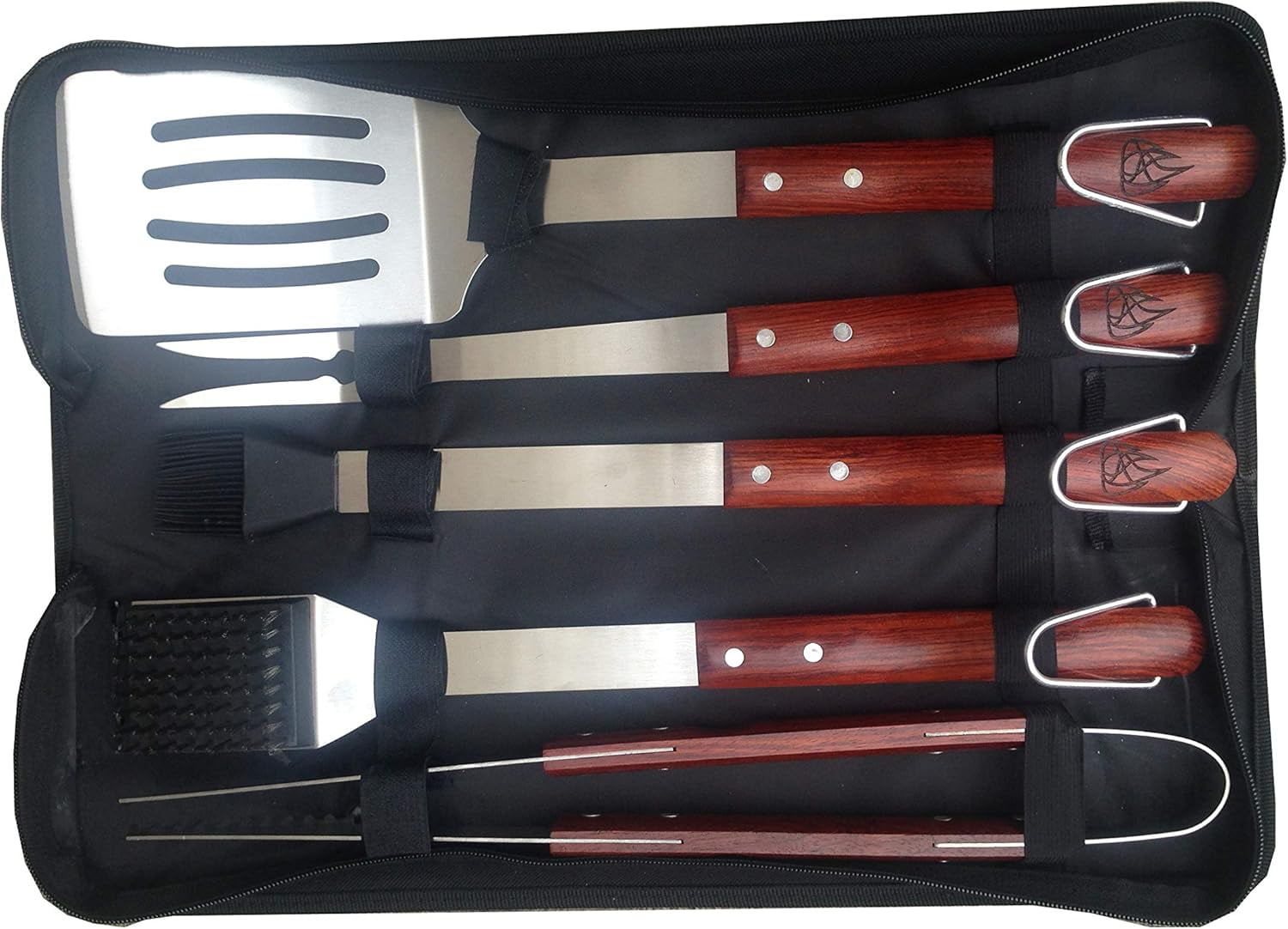 Barbeques Galore Rosewood Handle Tool Set - 5 Pieces - Walmart.com