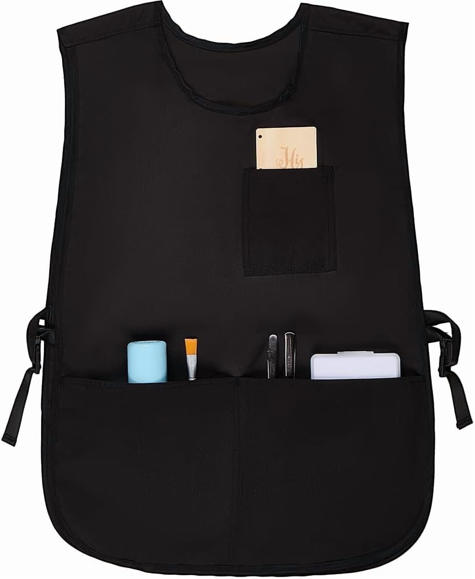 Barber Apron Vest Black 3 Pocket Apron with Sleeveless Adjustable Water ...