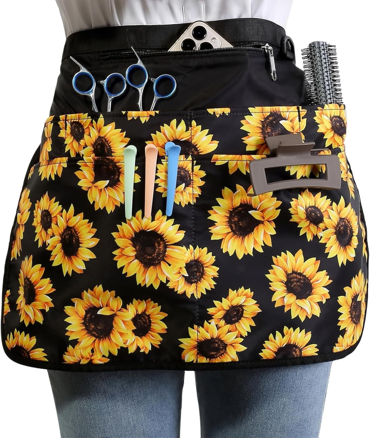 Barber Apron with 7 Pockets, Waterproof and Bleach-proof Hair Stylist ...