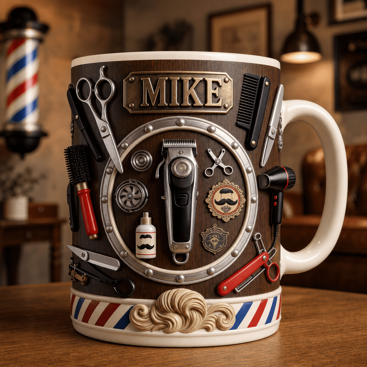 Barber Dad Accent Mug Custom Name Coffee Mug with Clippers Gift for Dad ...