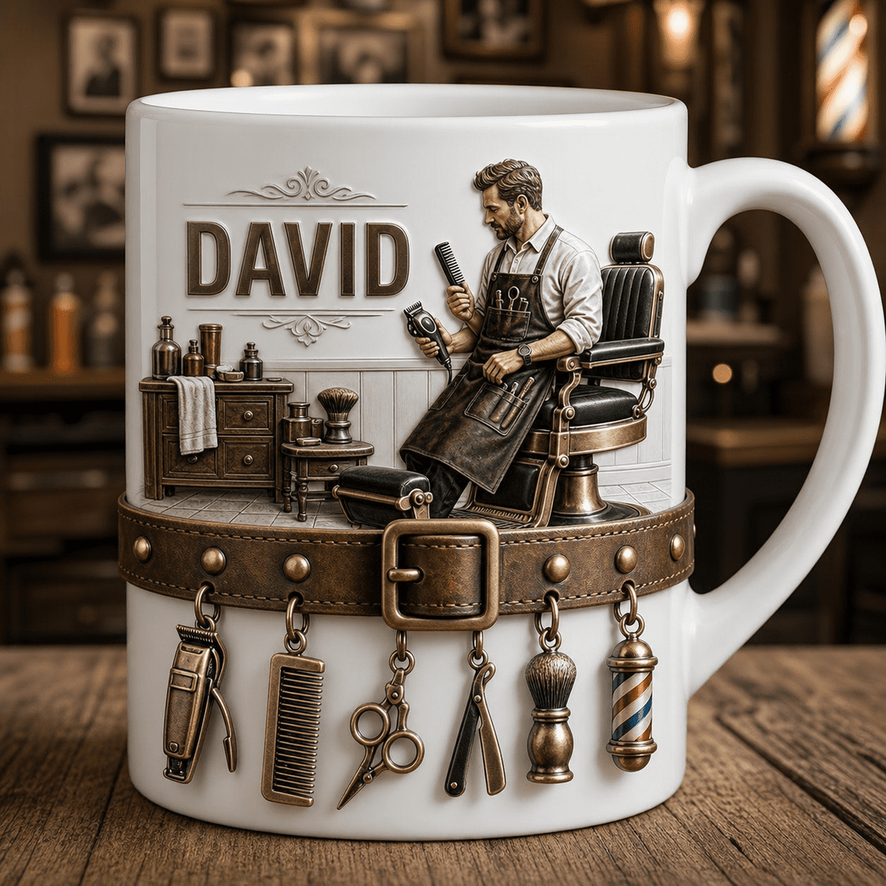 Barber Dad Mug Personalized Accent Coffee Mug with Clippers Comb ...