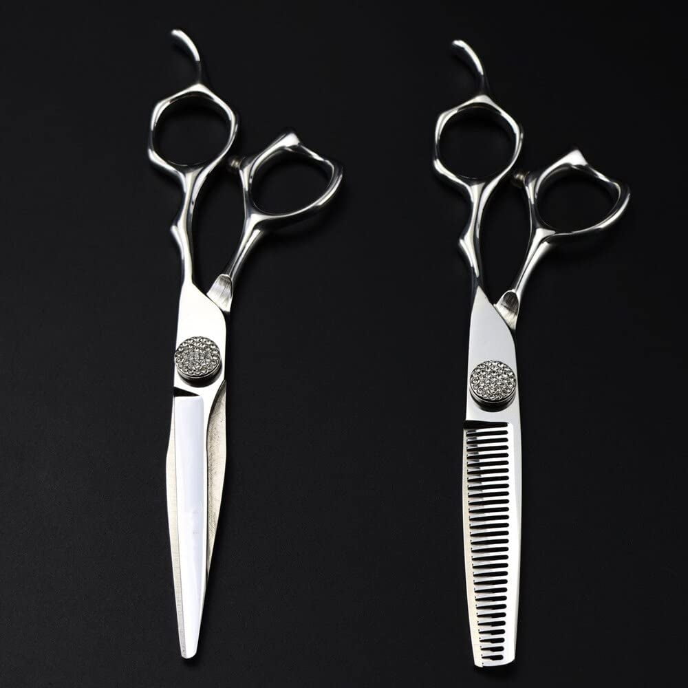 Barber Hair Cutting, 6Inch Japan 440C Steel Upscale Scissor Gem Cutting Barber Haircut Thinning ...