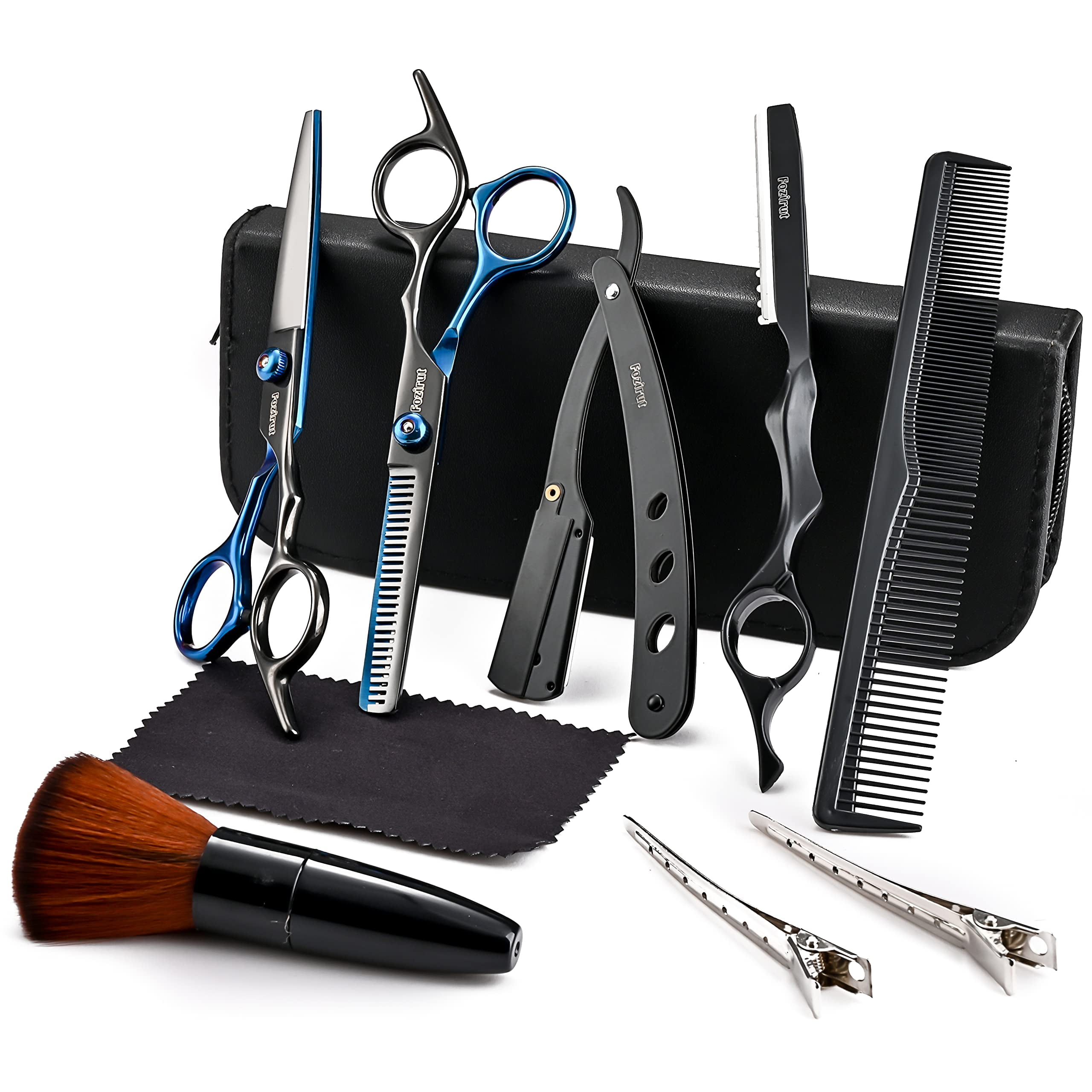 Barber Hair Cutting Set, Fozirut Professional Haircut Thinning Shears ...