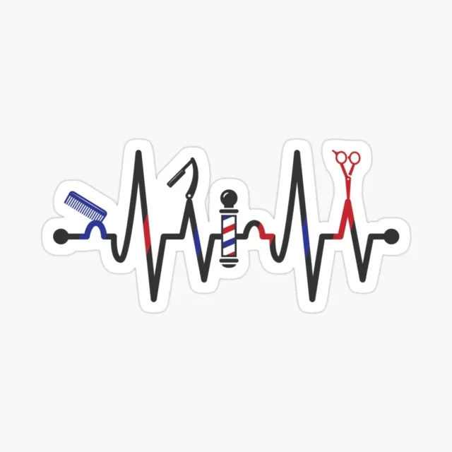 Barber Heartbeat Graphic Hairstylist Sticker Decor Tumbler Car Window ...