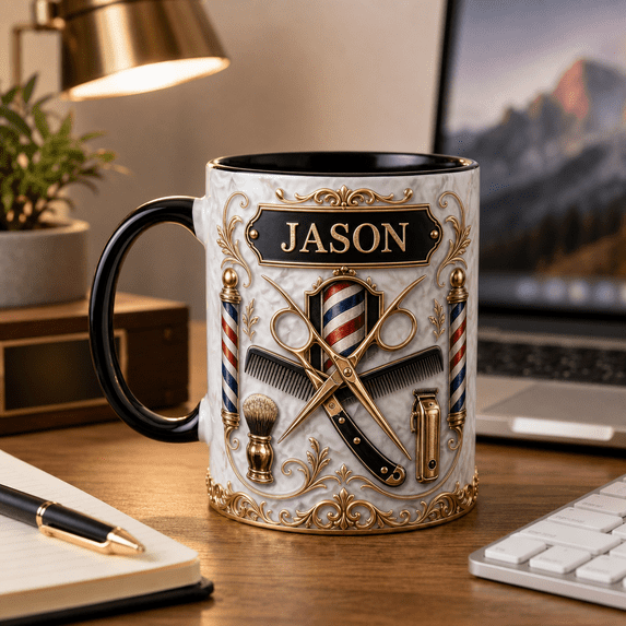 Barber Mug 2D Printed 3D Effect Personalized Barber Mug Custom Barber ...