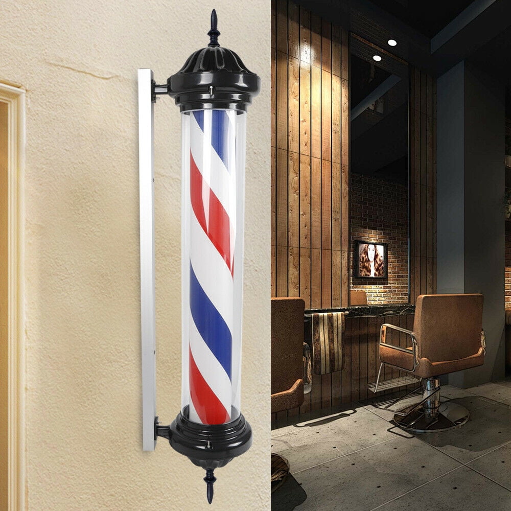 Barber Pole Light LED Stripes Pole Light Red White Blue Rotating Light ...