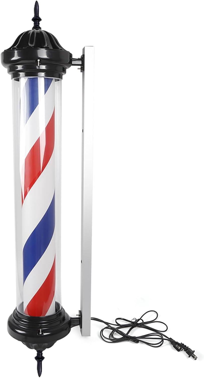 Barber Pole Red White Blue Stripes with LED Light Classic Hair Salon ...