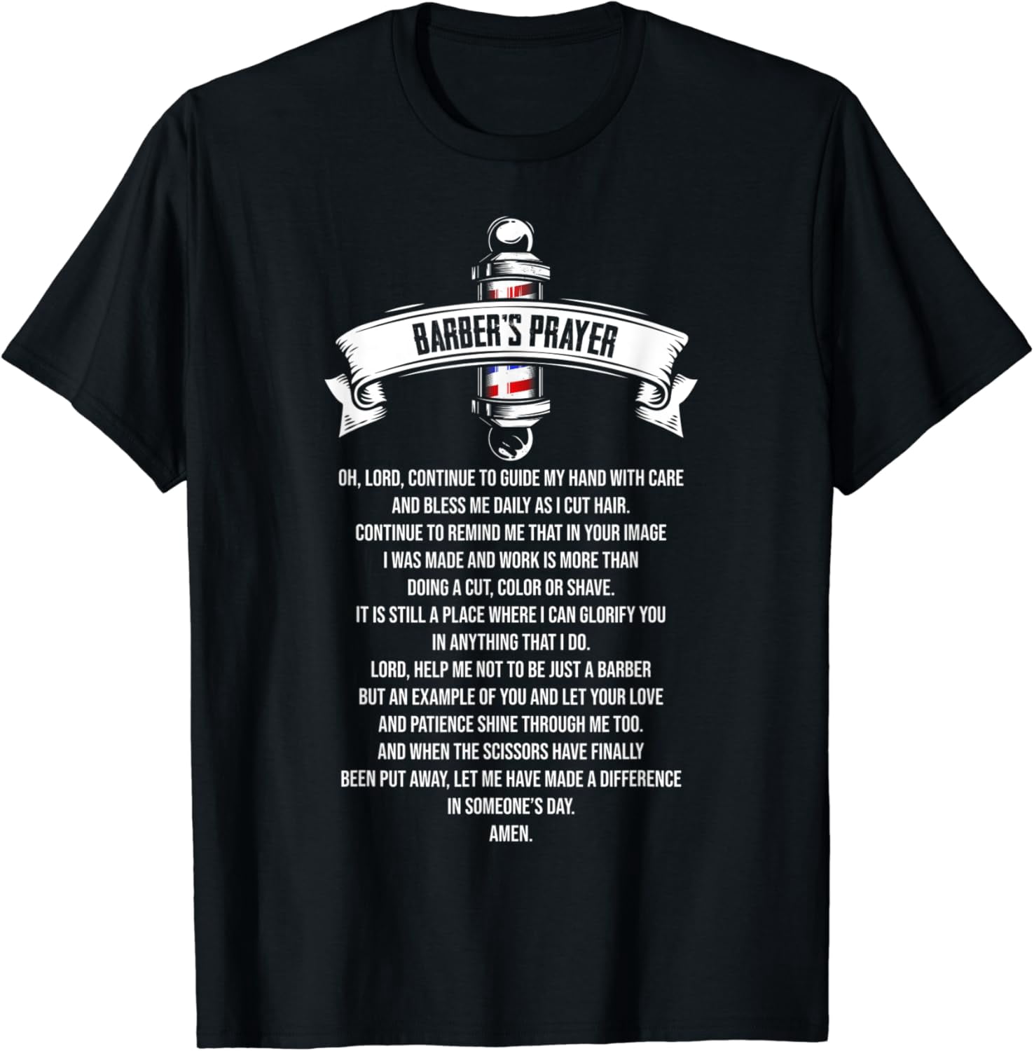 Barber'S Prayer Barbershop Religious Hairstylist Barber Mens T-Shirt ...