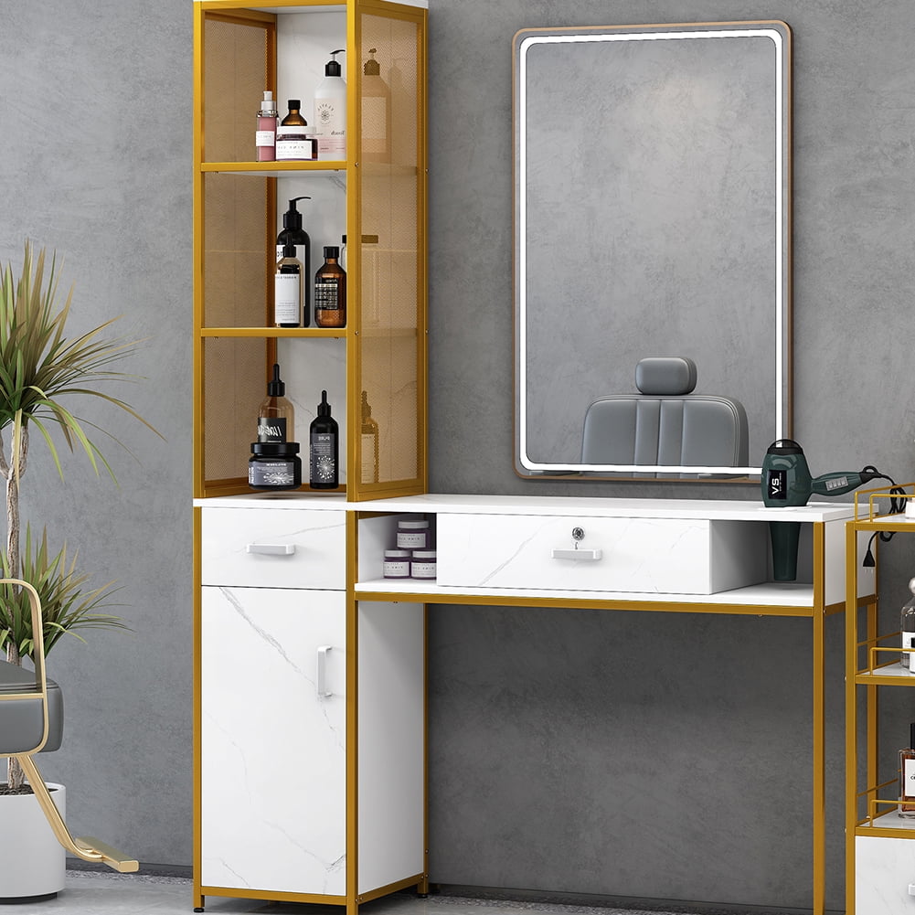 Barber Salon Station Dresser Salon Station With Lockable Drawer Left ...