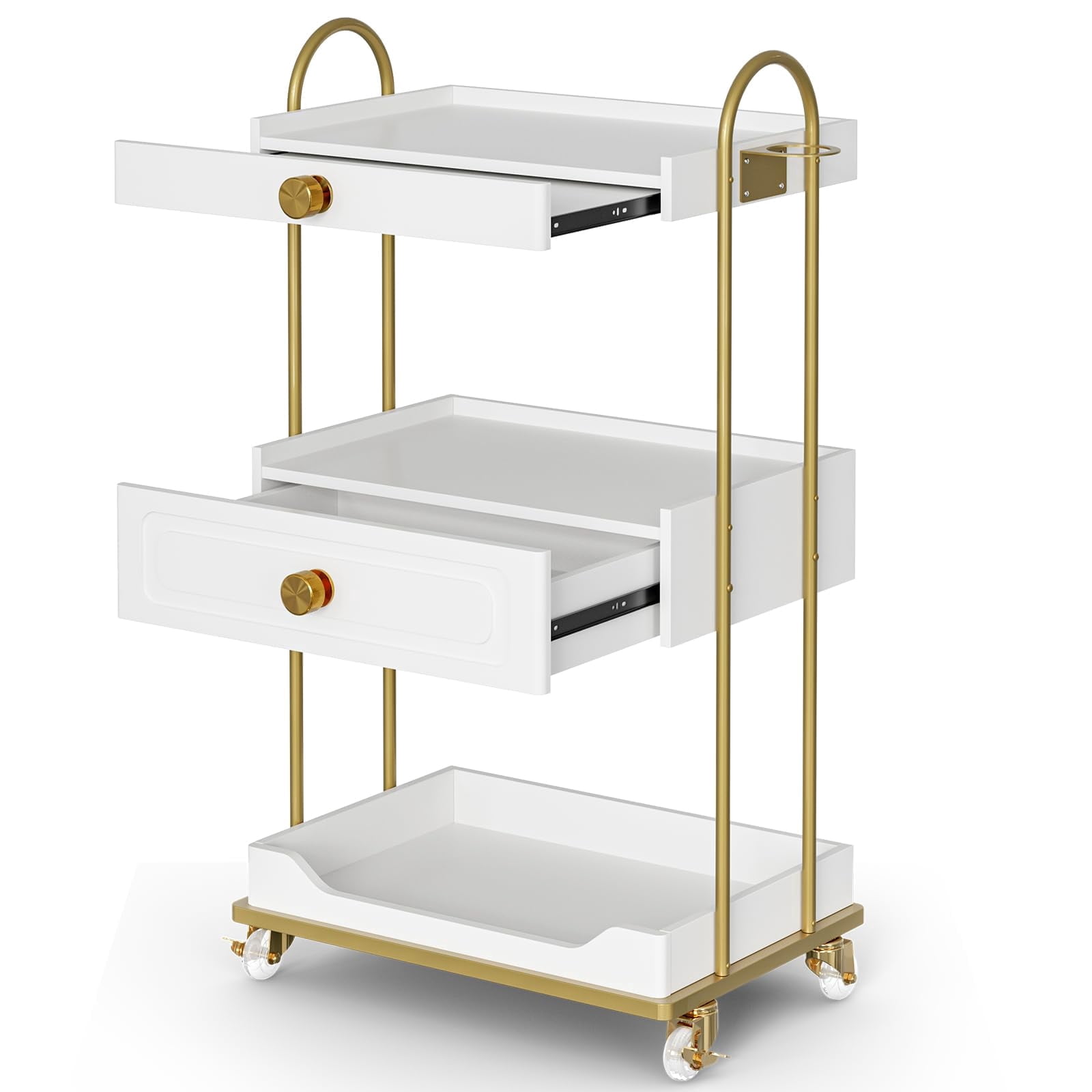 Barber Salon Trolley Cart w/Lockable Wheels, 3-Tier Rolling Beauty Cart ...