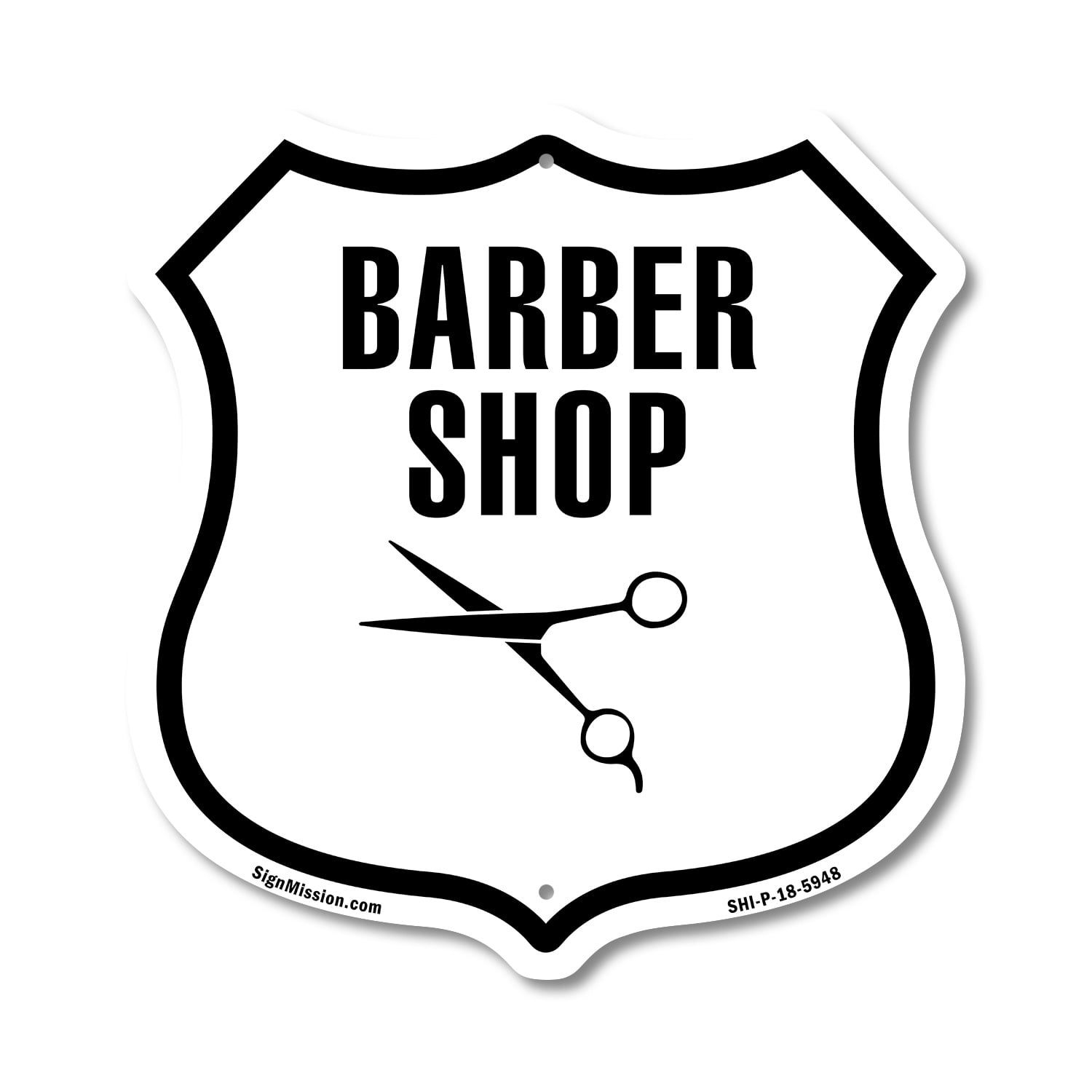 Barber Shop 12 inch X 12 inch Shield-Shaped Rust-Free Aluminum Metal ...