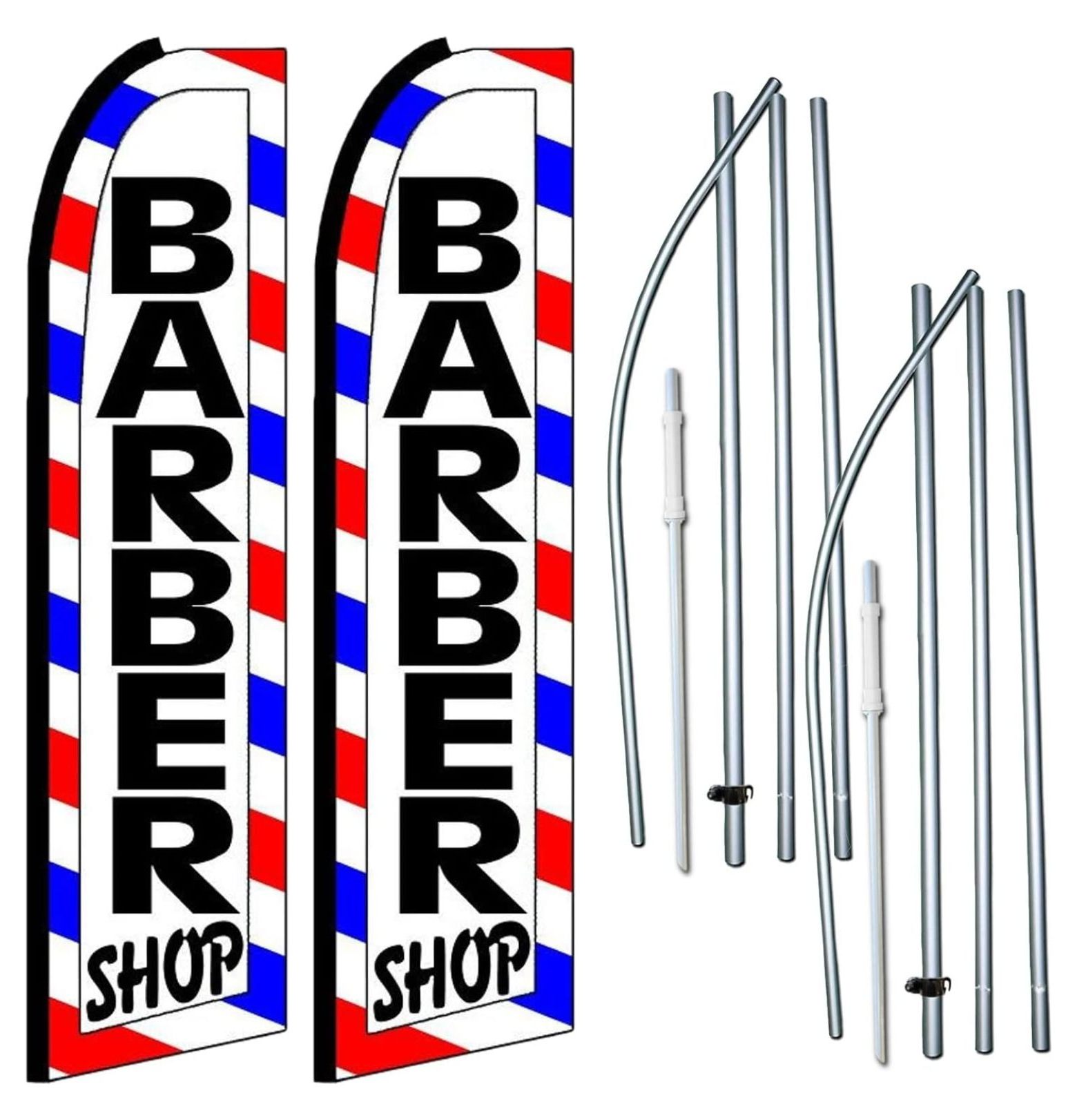 Barber Shop - 2 Pack of Swooper Flag Sets - Includes 2 Swooper Flags ...
