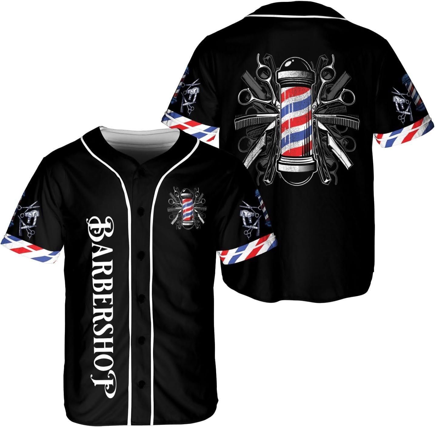 Barber Shop Baseball Jersey, Hairdresser Barber Shirts Hairstylist ...