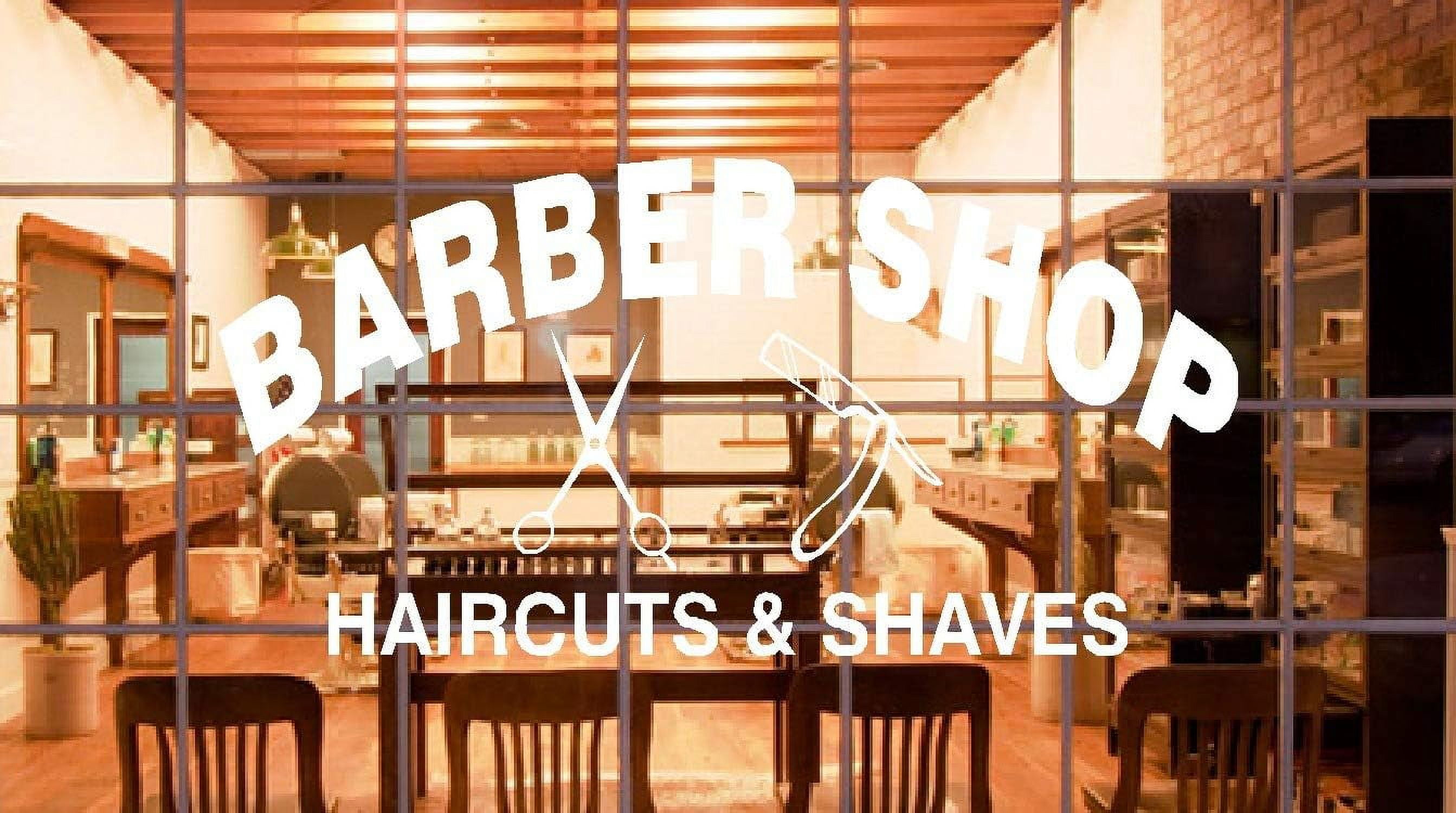 Barber Shop Decal Business Window Wall Sign Hair Cut Scissors Shave ...