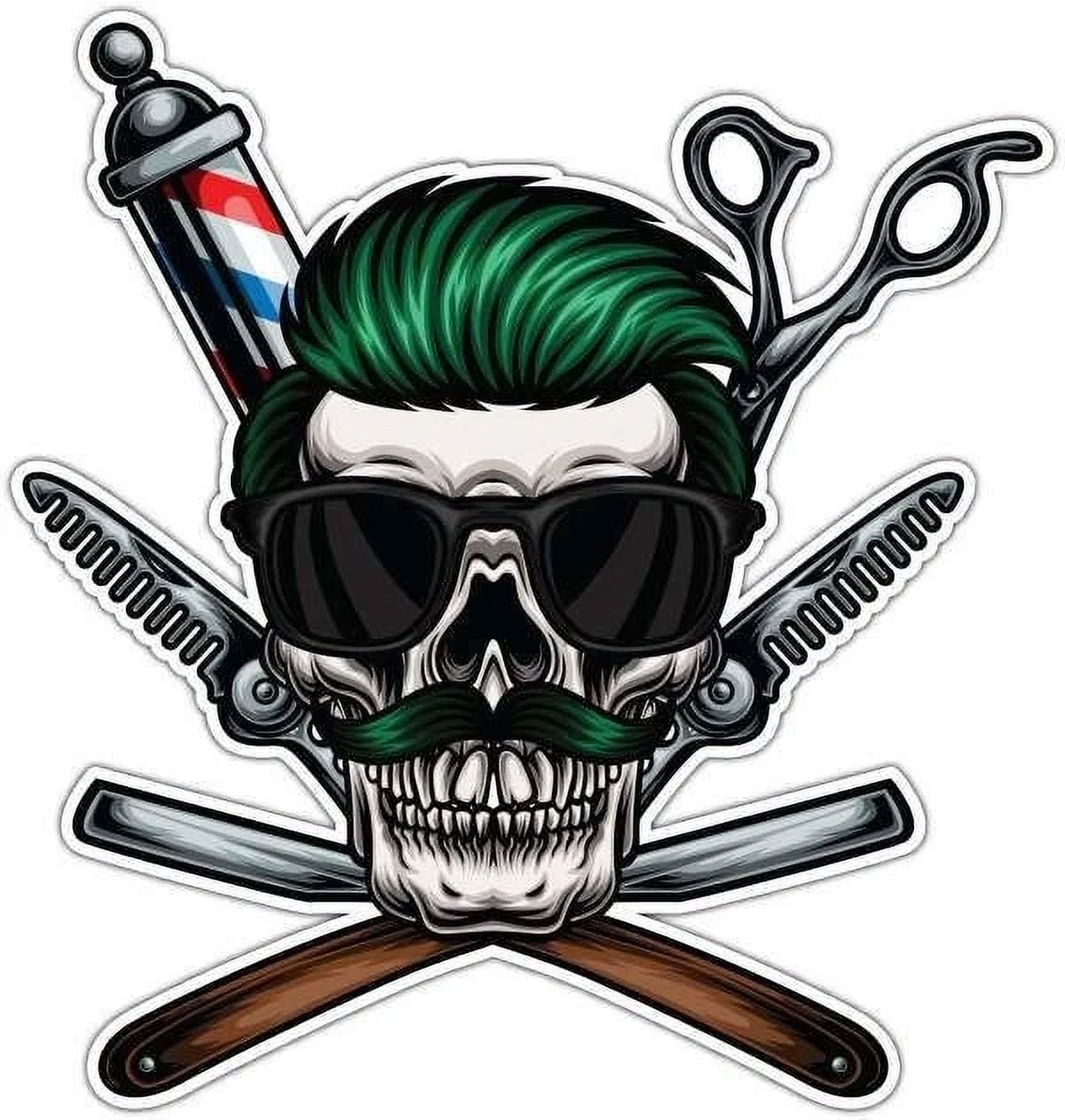 Barber Shop Haircut Hairstyle Scissor Skull Car Window Stickerphone ...