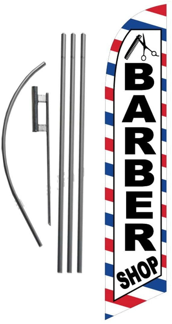 Feather Flag Nation Barber Shop Haircuts 15ft Feather Banner, Pole Kit ...