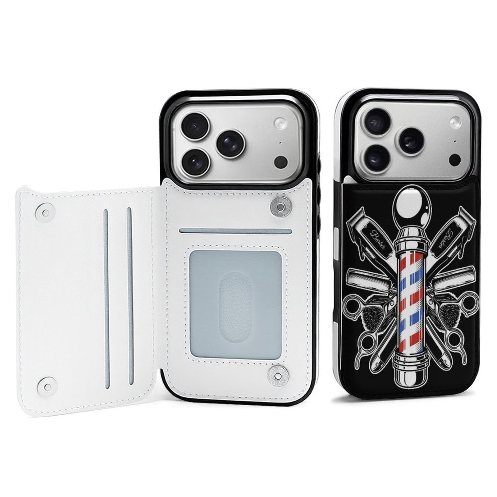 Barber Shop Leather Wallet Case for iPhone 12 Pro Max Wallet Case Card ...